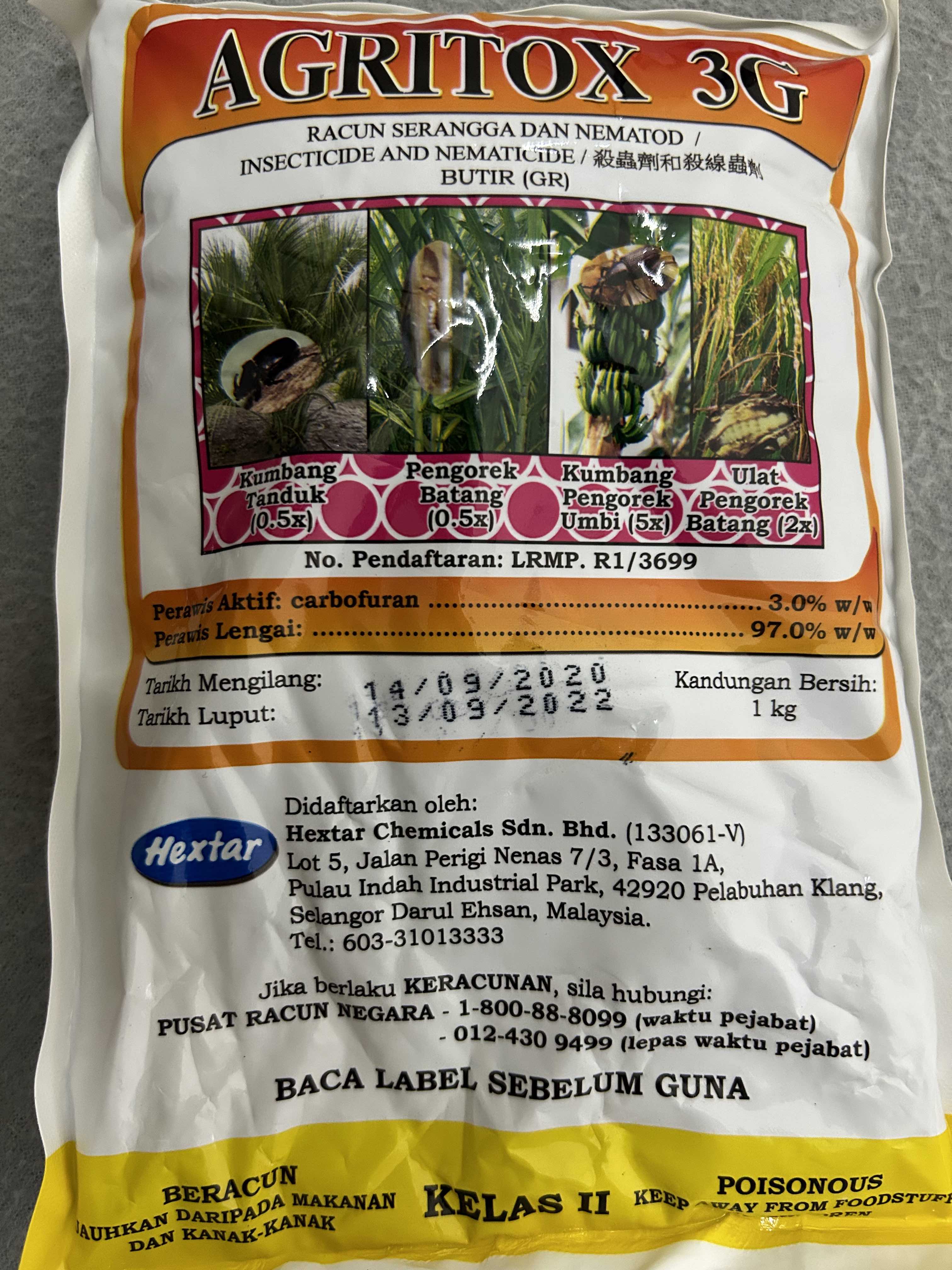 Agritox 3g 1KG AGRITOX 3G/Kumbang Tanduk/Racun Ulat Pengorek Batang